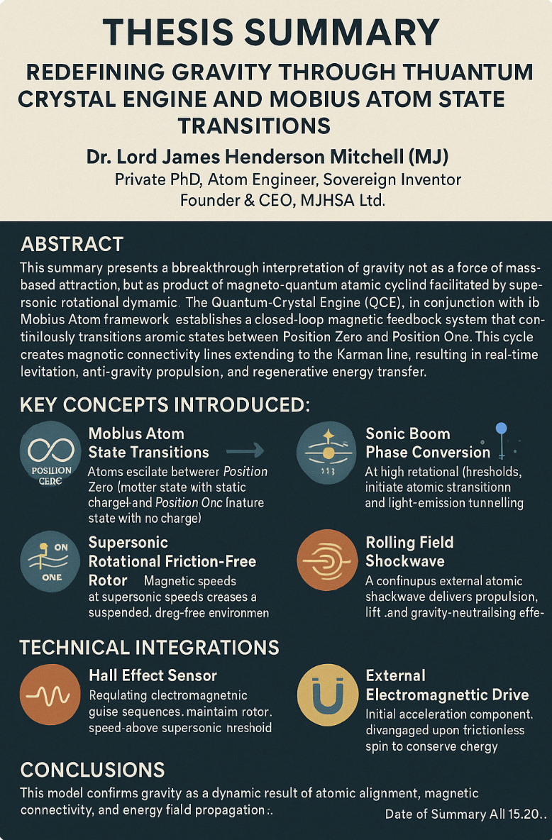 THESIS SUMMARY: Redefining Gravity with Quantum Crystal Engine